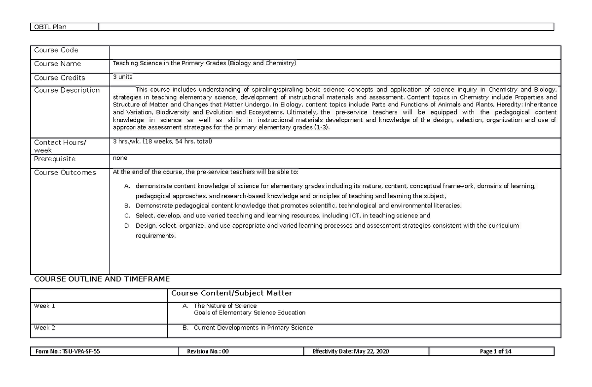 Group 1-Educ205-curriculum-map - Course Code Course Name Teaching ...