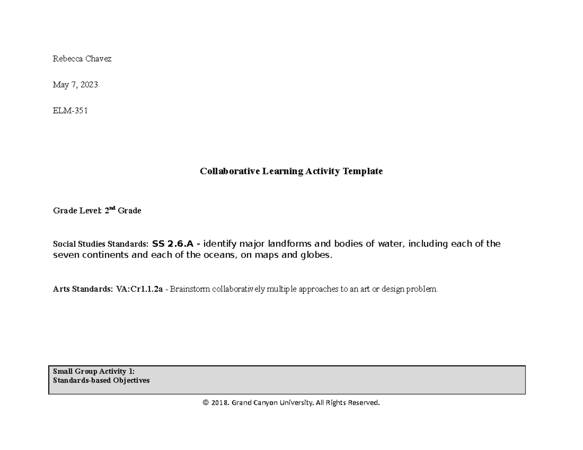 Rebecca - Collaborative Learning Activity Template - Rebecca Chavez May ...
