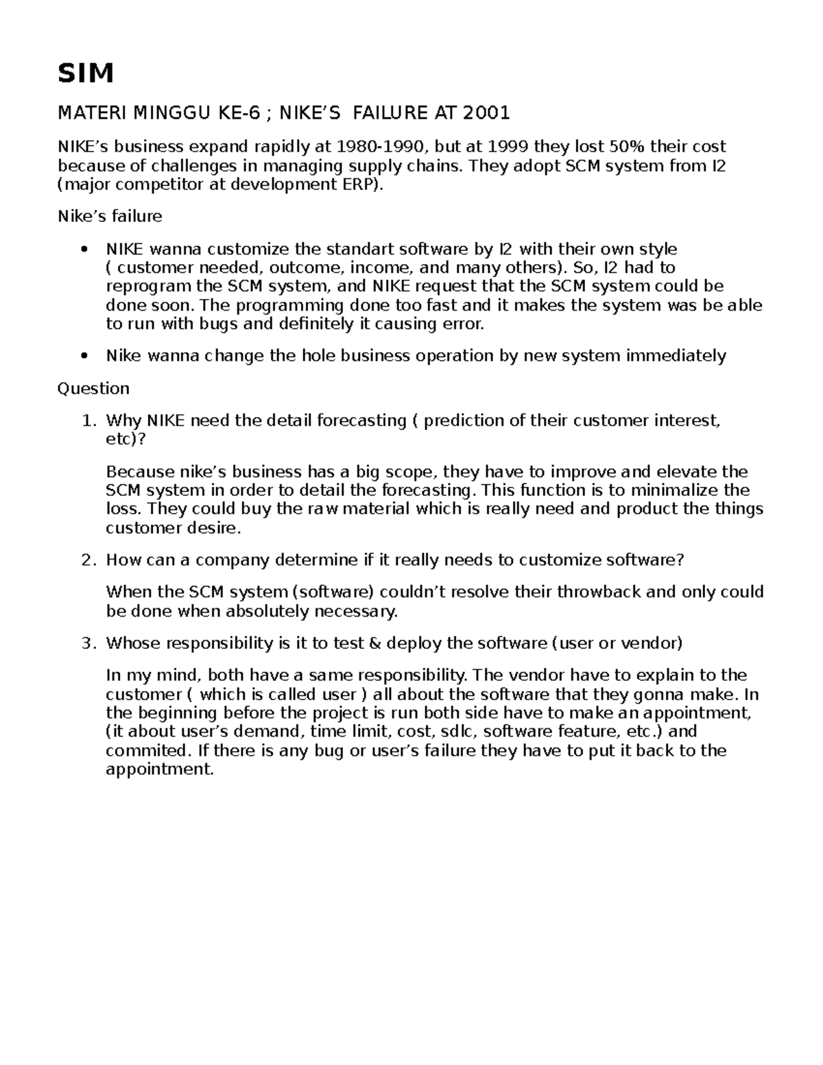 Nike's Failures - SIM MATERI MINGGU KE-6 ; NIKE’S FAILURE AT 2001 NIKE ...