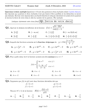 Manuel Maths - Calcul différentiel et intégral pour les sciences de la vie I 2021 édition - Studocu