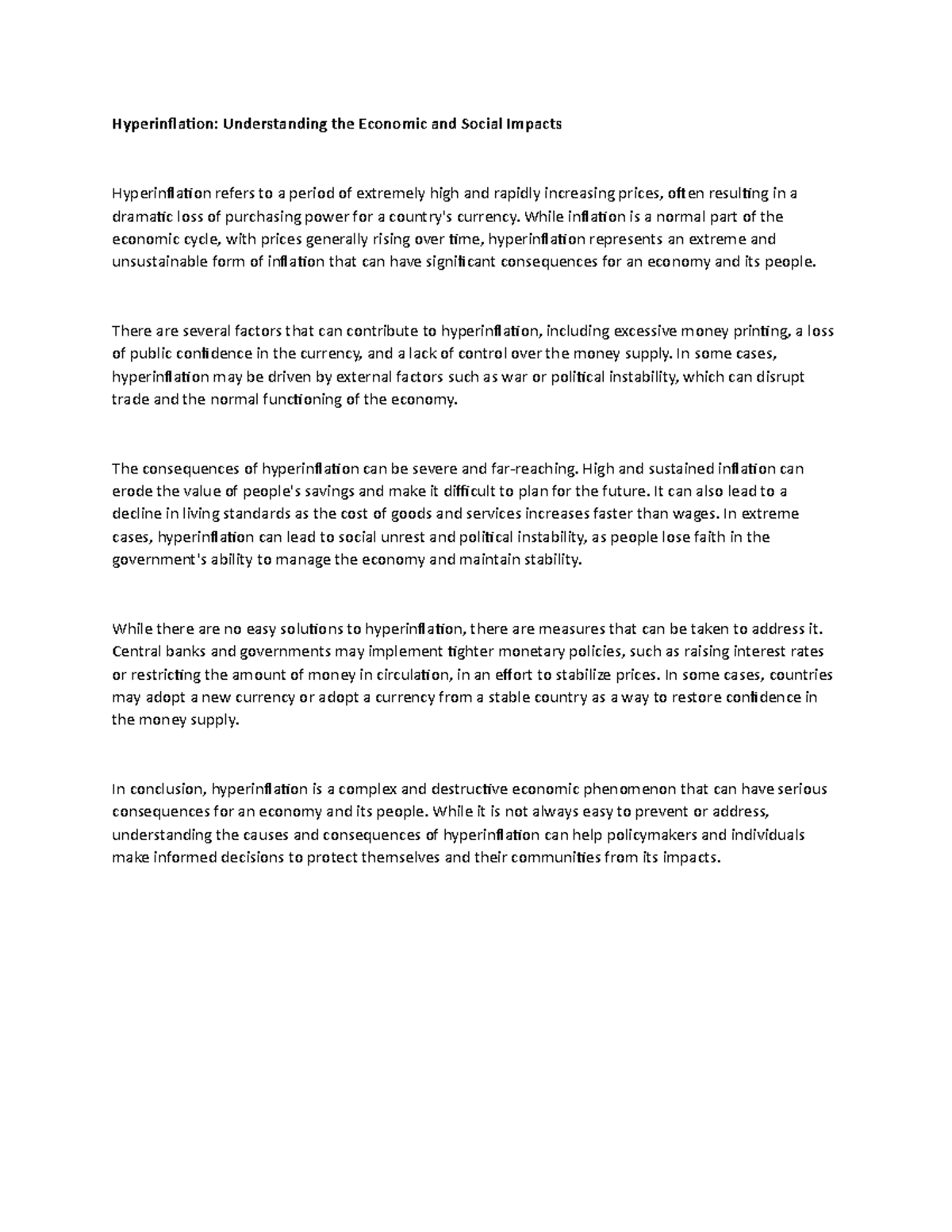 Hyperinflation Understanding the Economic and Social Impacts ...