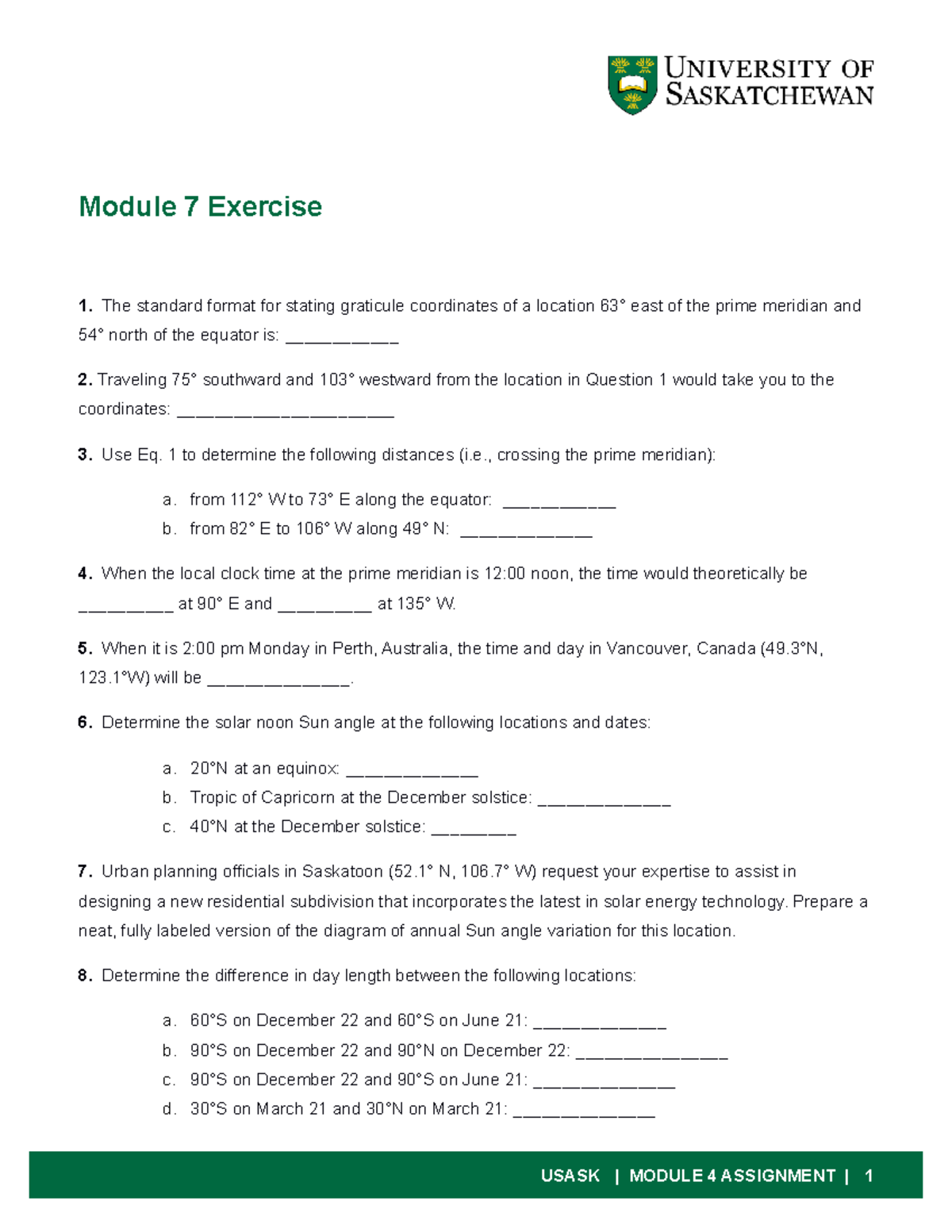 Module 7 - LAB Assignment - Data collection - Geog 120.3 - U of S - Studocu