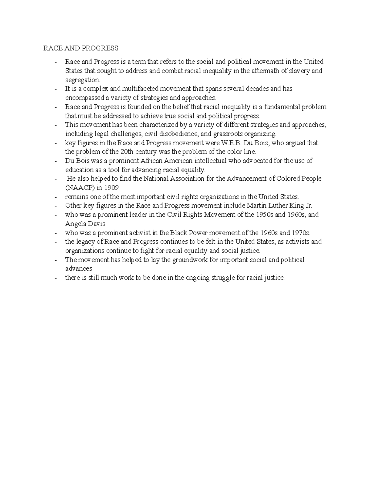 RACE AND Progress Notes 1 - RACE AND PROGRESS Race and Progress is a ...