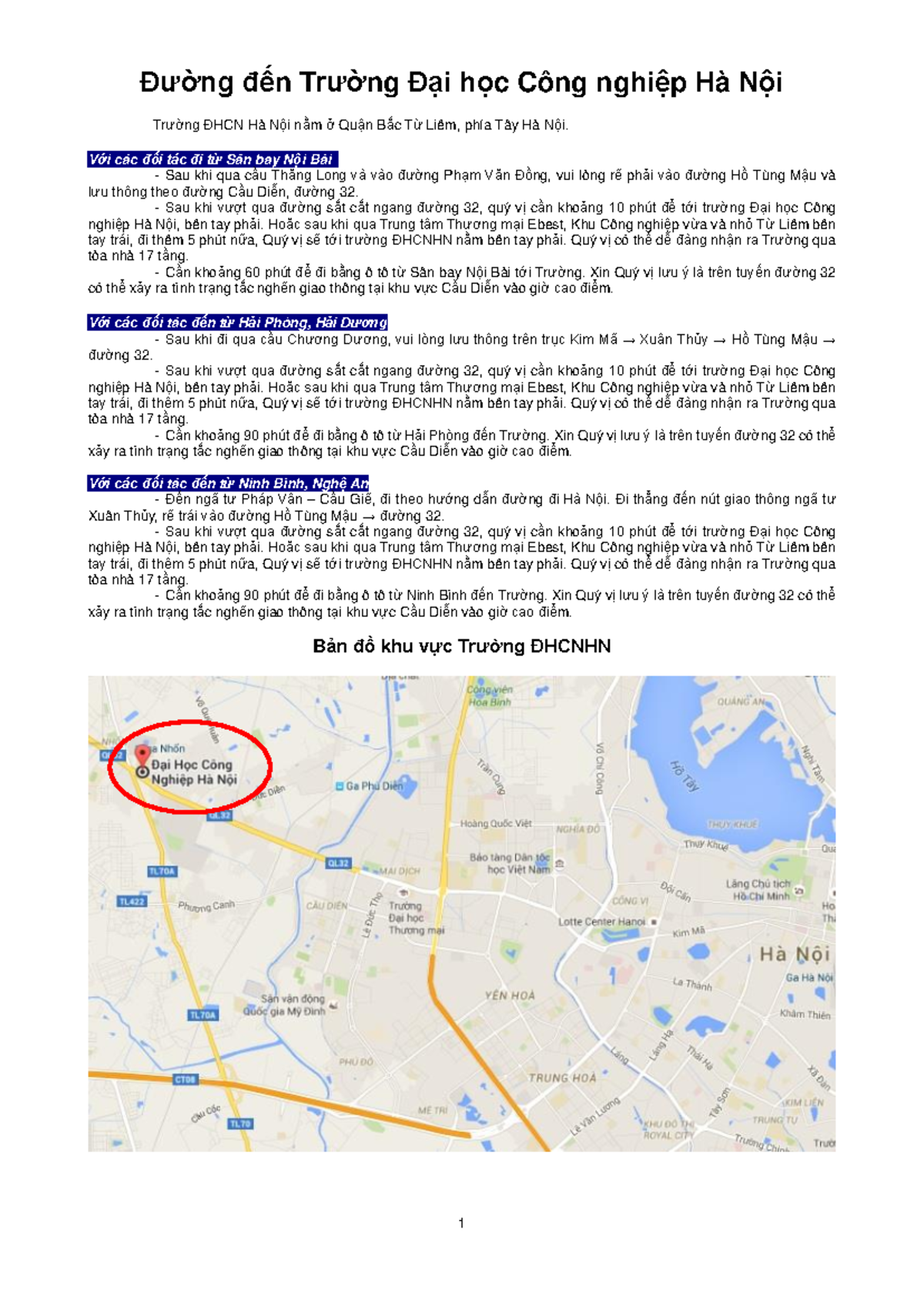 Huong dan duong di den truong dhcnhn - 1 Đường đến Trường Đại học Công ...