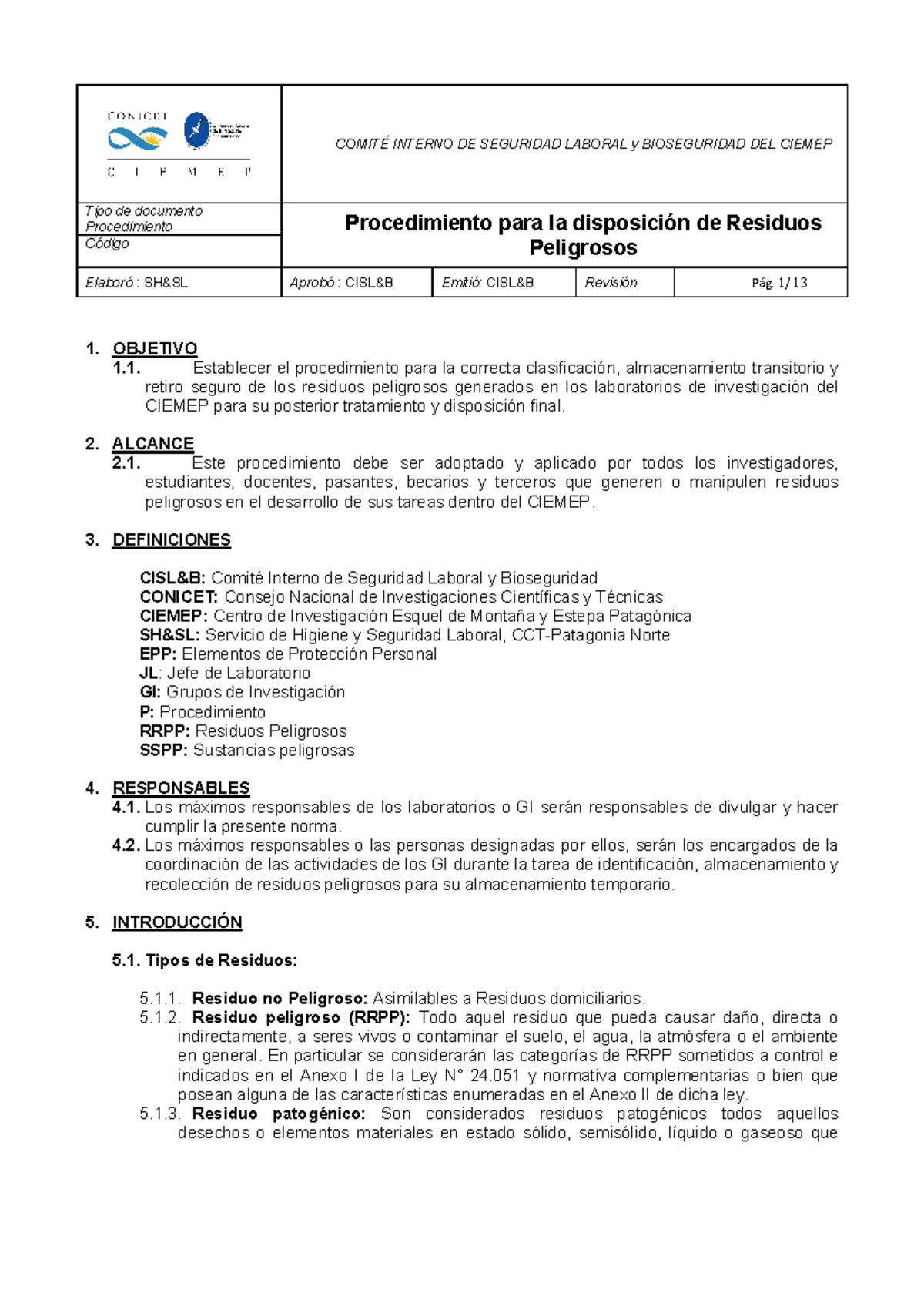 Protocolo DE Procedimiento PARA LA Dispocisión DE RRPP Ciemep - ####### COMITÉ INTERNO DE ...
