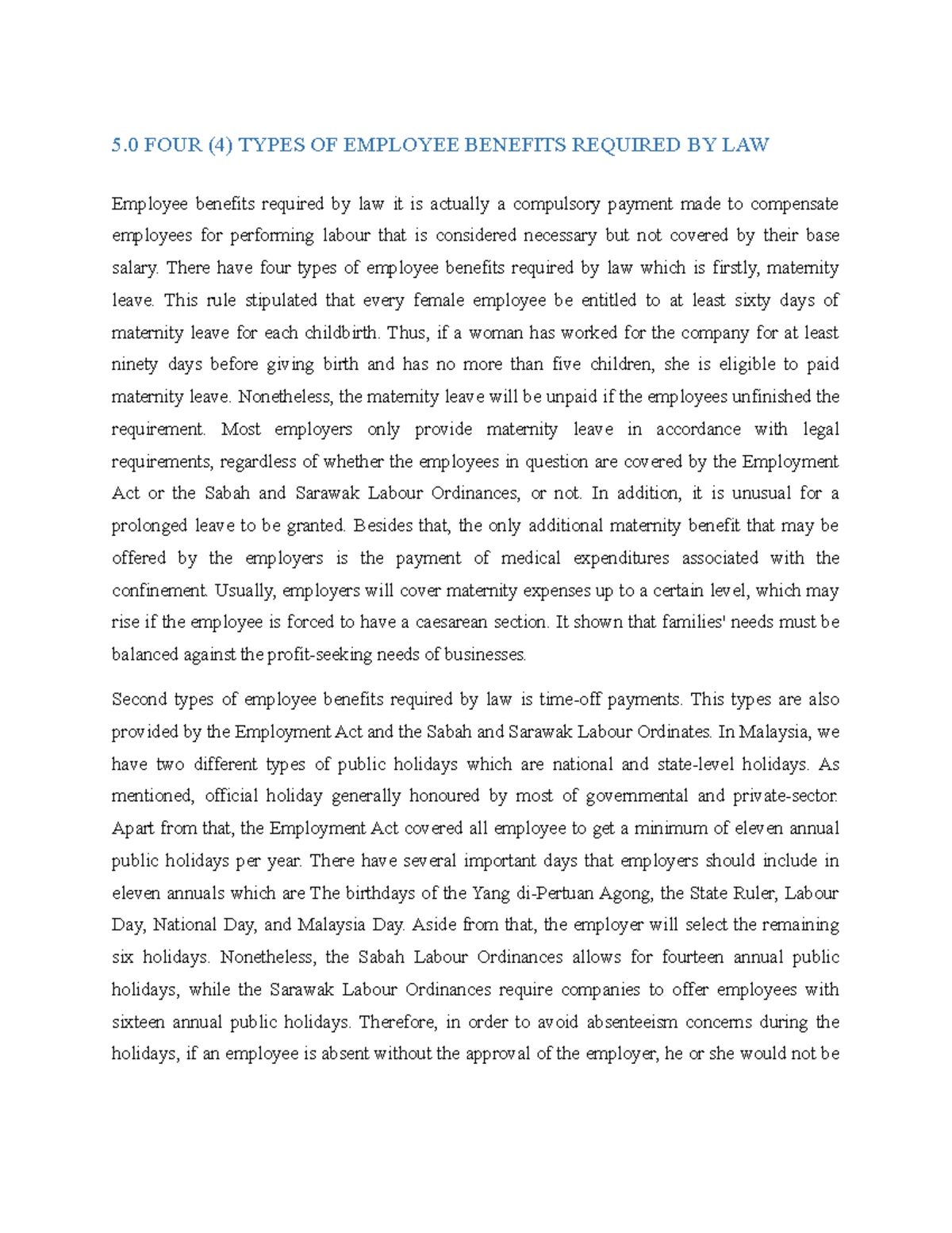 PAD253 (4) Types of Employee Benefit required by law - 5 FOUR (4) TYPES ...