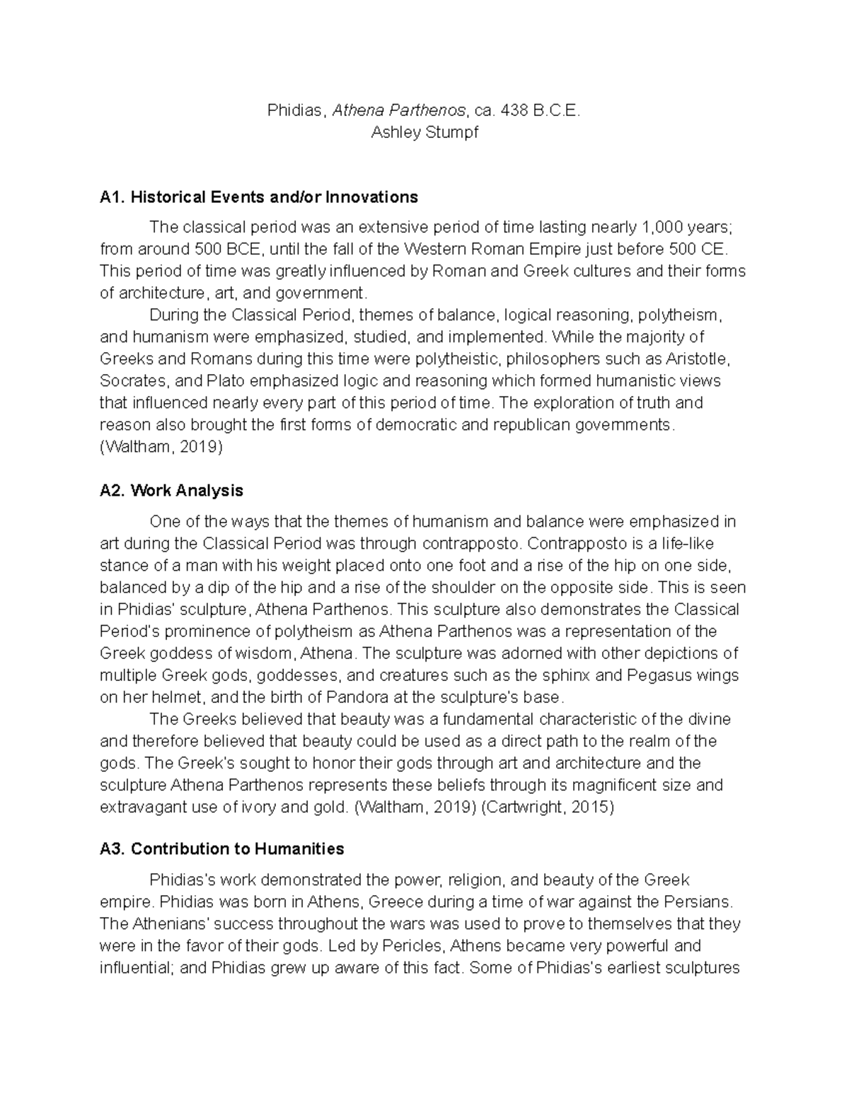 C100 Task 1 - Grade: Pass - Phidias, Athena Parthenos , ca. 438 B.C ...