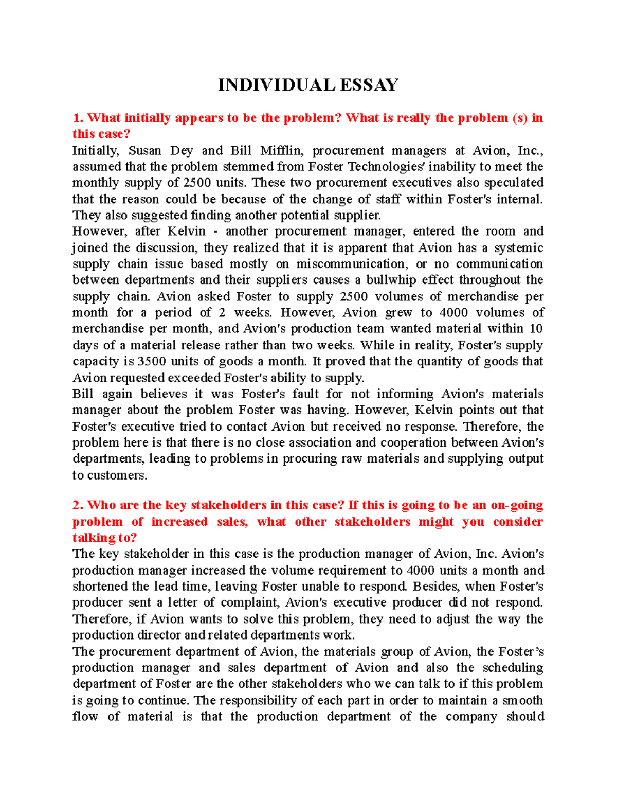 Vu Mai Trang HS150641 Individual Essay SCM301m - INDIVIDUAL ESSAY 1 ...