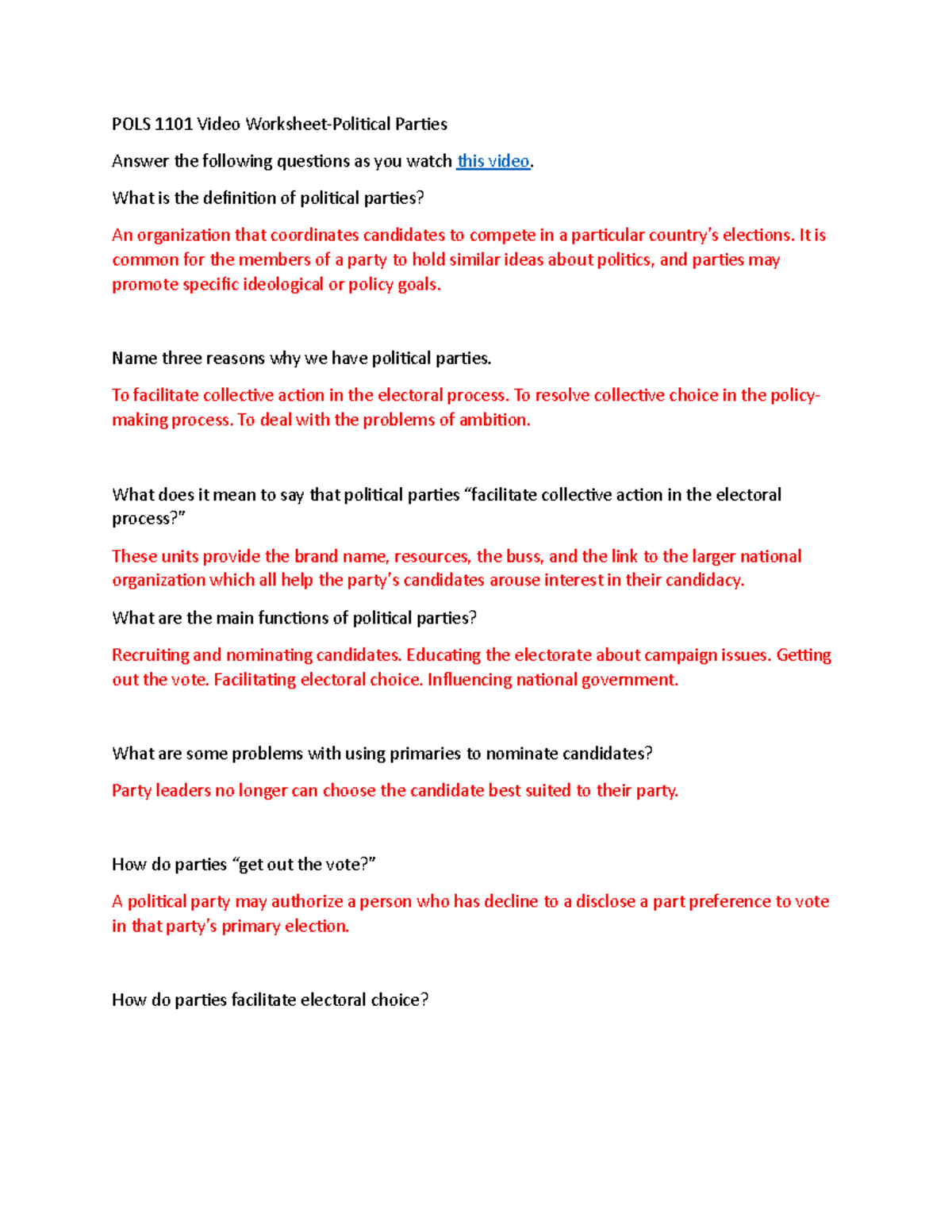 POLS 1101 Video Worksheet-Political Parties - POLS 1101 Video Worksheet ...