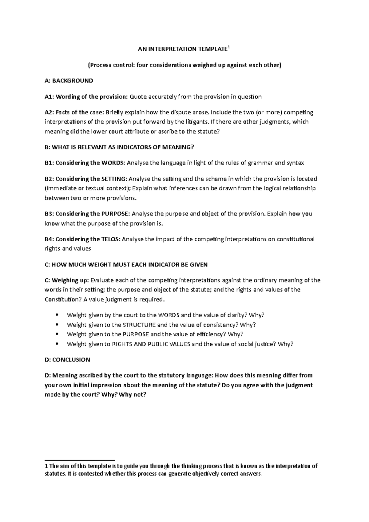 Interpretation Template - AN INTERPRETATION TEMPLATE 1 (Process control ...