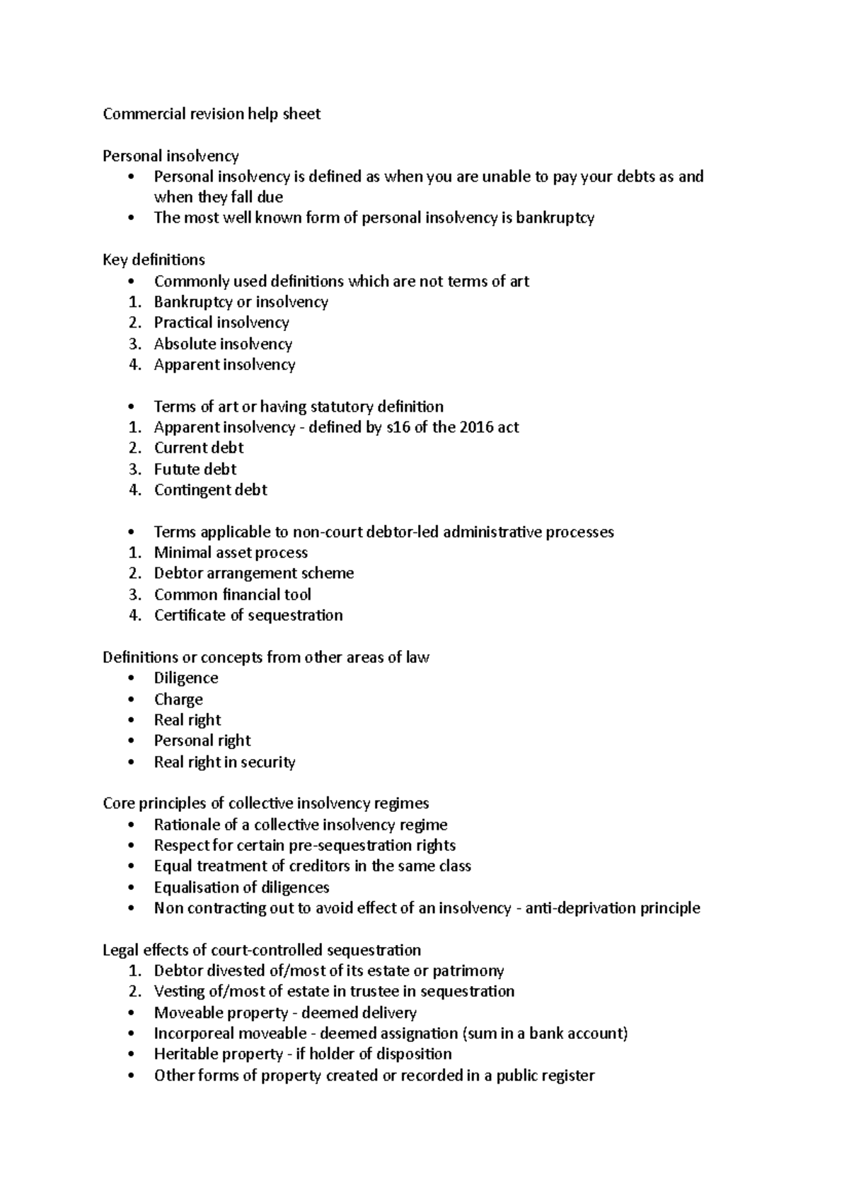 Commercial revision help sheet - Commercial revision help sheet ...