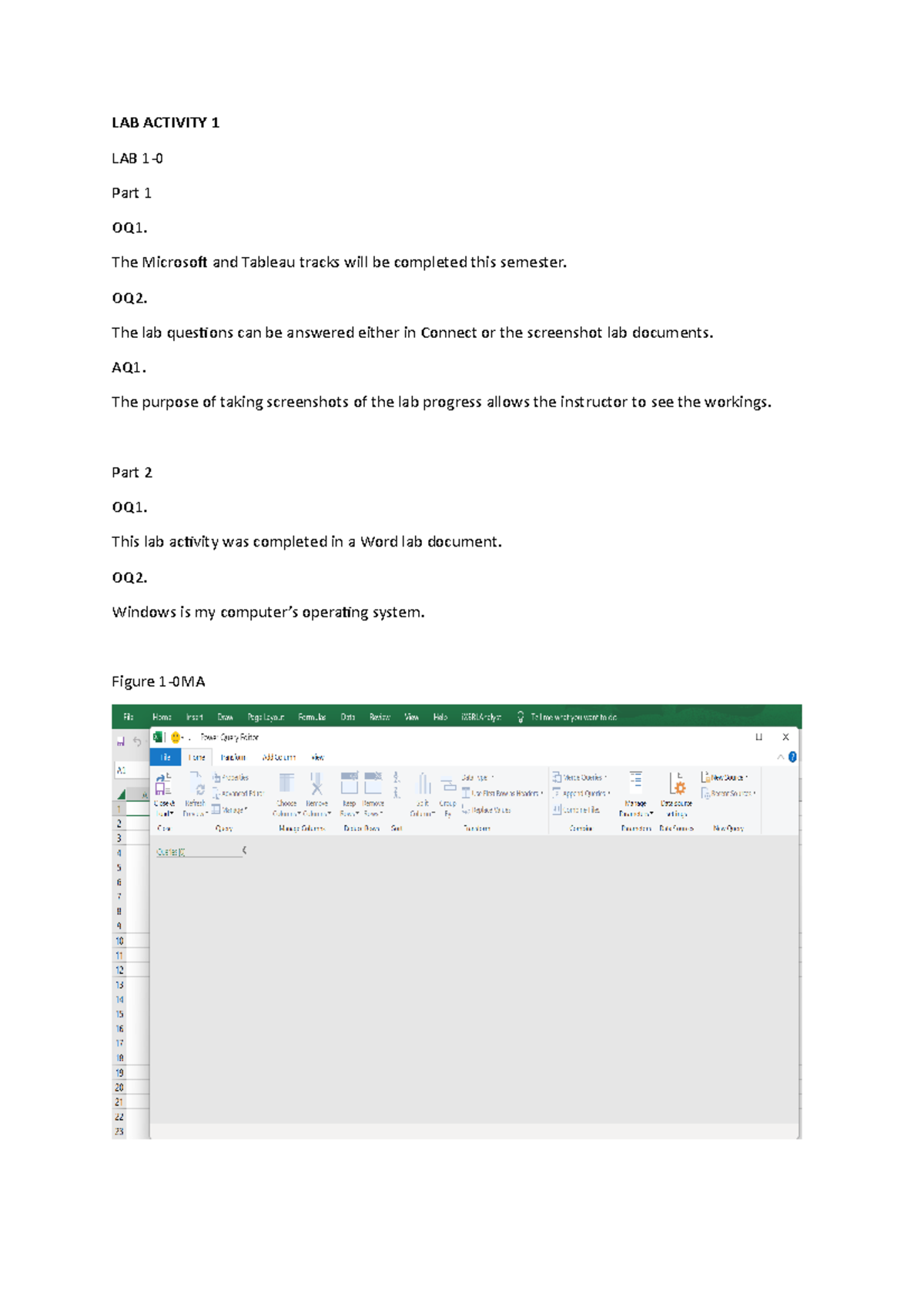 Ruchi lab 1 - LAB ACTIVITY 1 LAB 1- Part 1 OQ1. The Microsoft and Tableau tracks will be ...