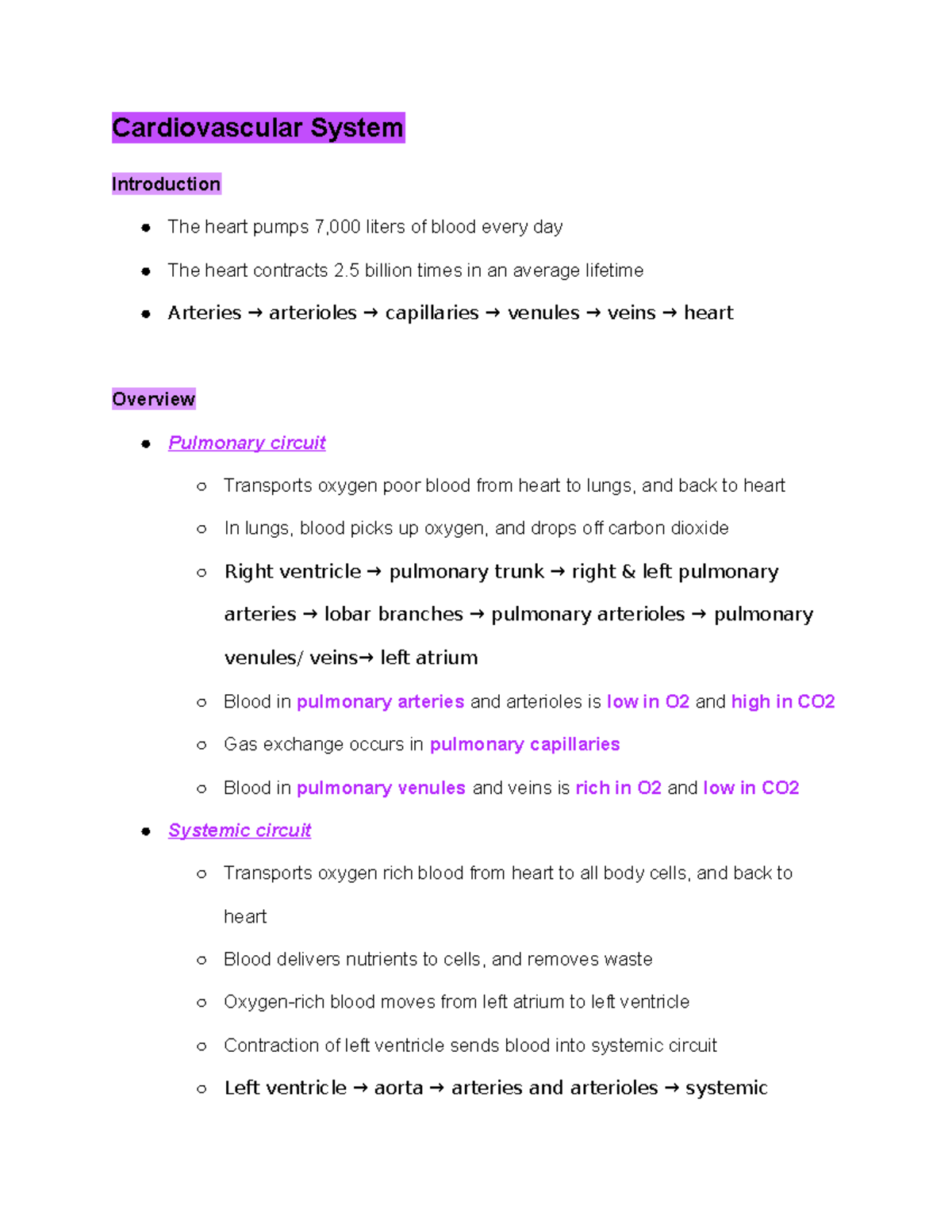 Cardiovascular System - Cardiovascular System Introduction The heart ...