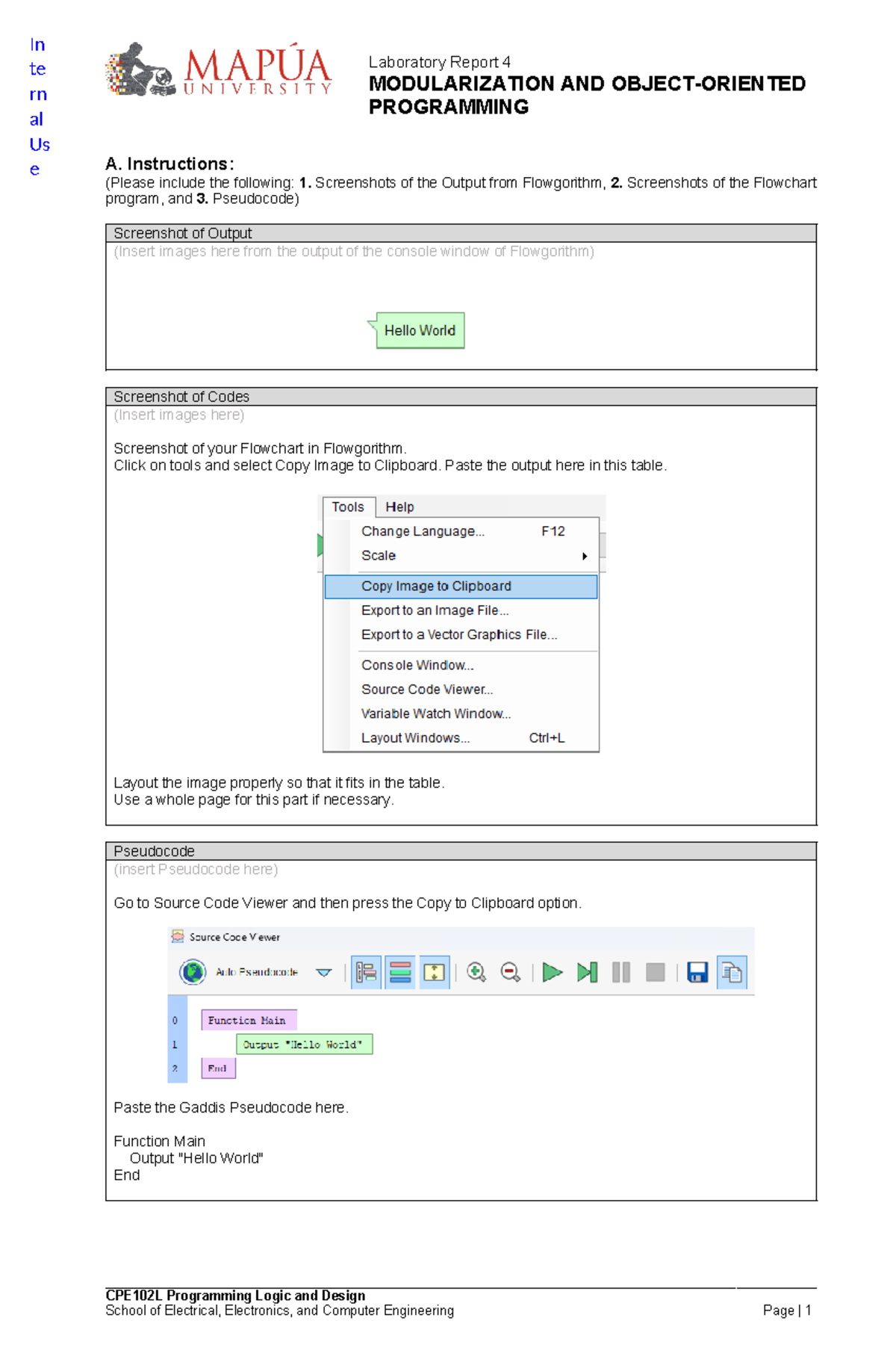 Laboratory 4 - School work Labaratory. - te rn al Us e Laboratory ...