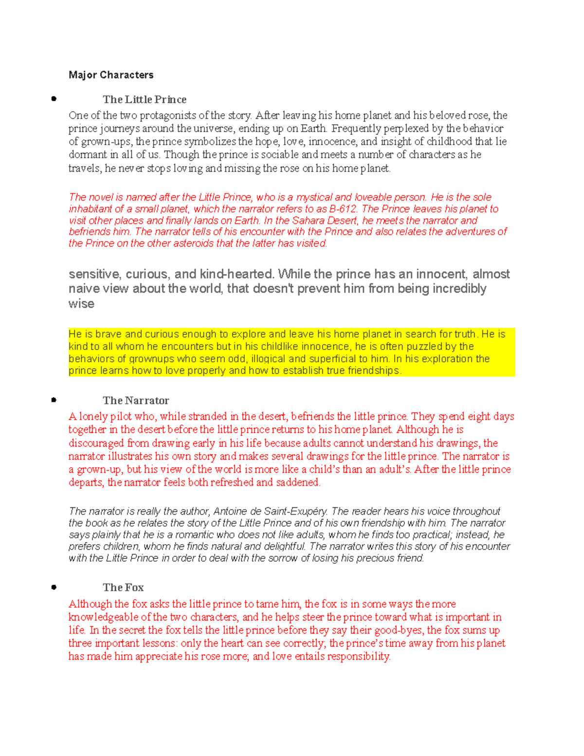 Characters of the Liitle prince - Major Characters The Little Prince ...