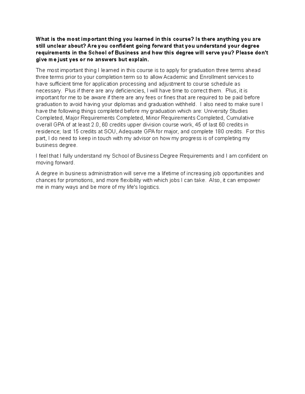 BA 100 Week 10 forum - Sample for future students - What is the most ...