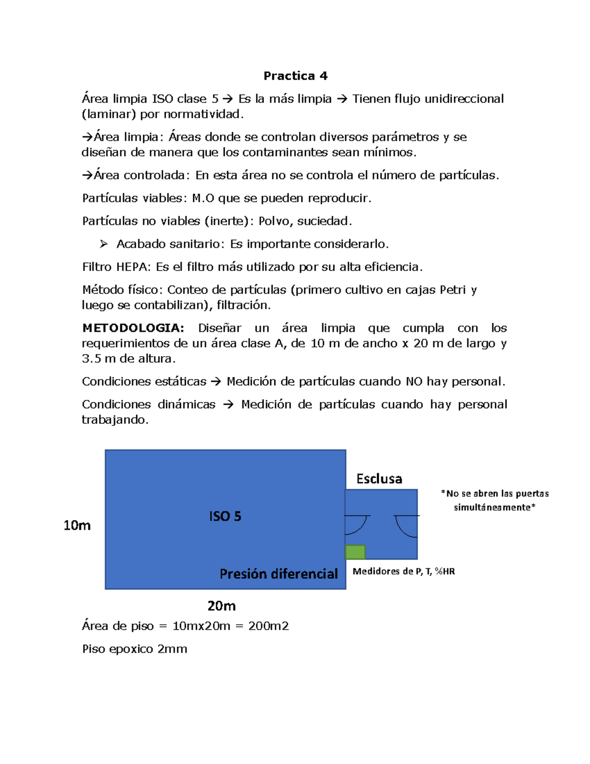 Practica 4 - Practica 4 Área limpia ISO clase 5 Es la más limpia Tienen ...