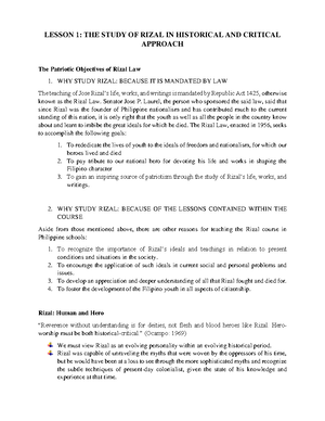 Lesson 2 - Rizal - LESSON 2: JOSE RIZAL’S GENEALOGY AND EARLY EDUCATION The Ancestry Clan The ...