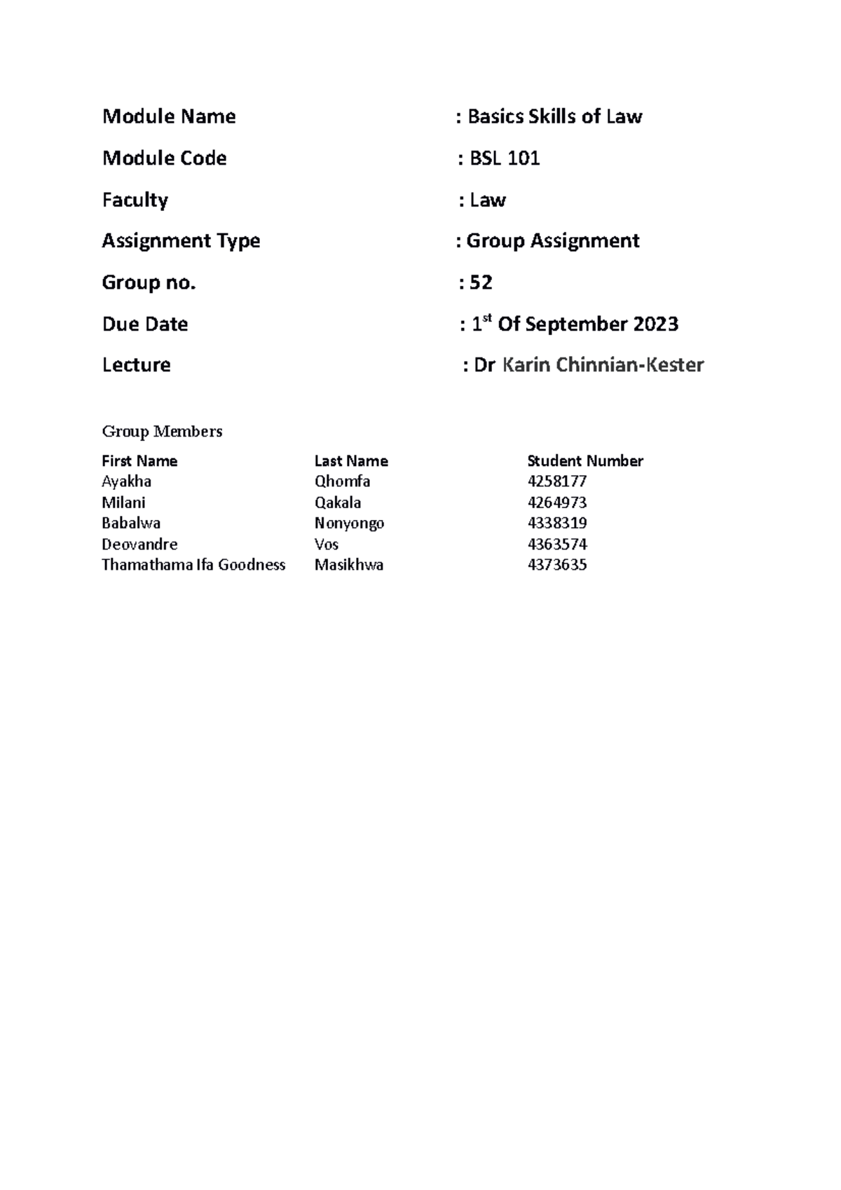 Bsl group ass final draft - Module Name : Basics Skills of Law Module ...