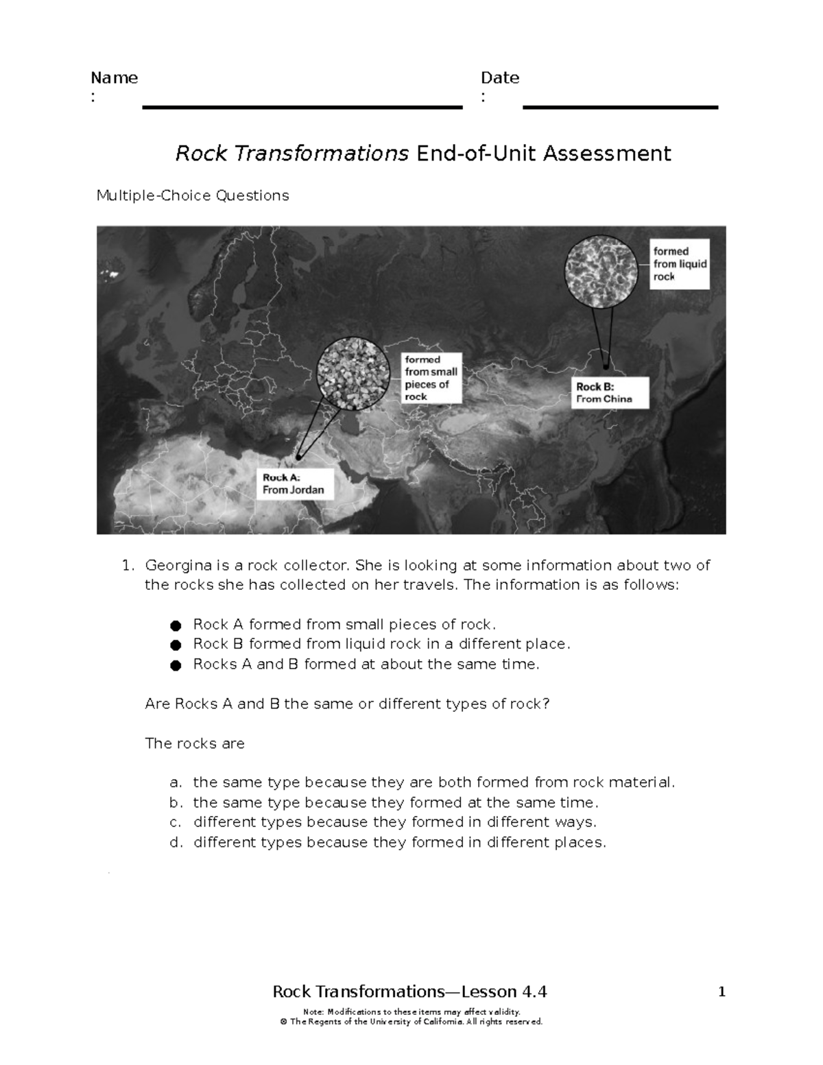 RT Resource End-of-Unit-Assessment - : : Rock Transformations End-of ...