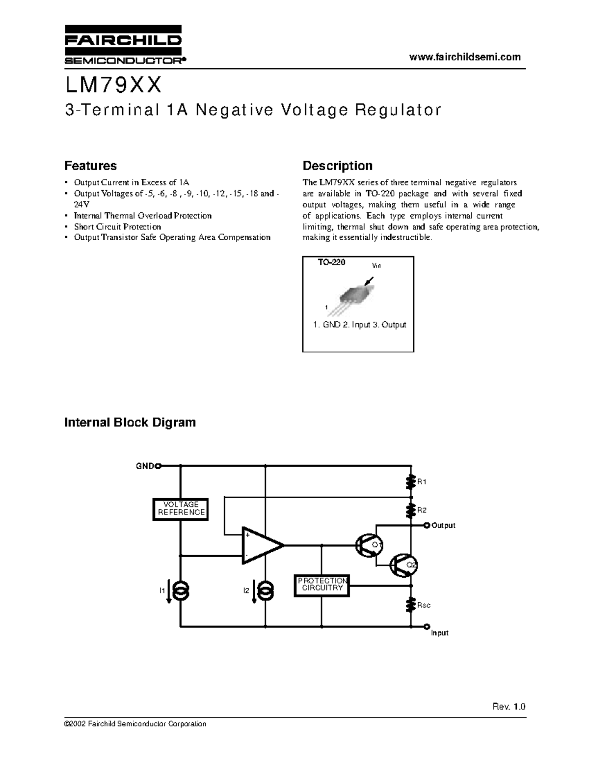 LM7912 - Apuntes Electronica - LM79XX 1A Negative Voltage Regulator ...