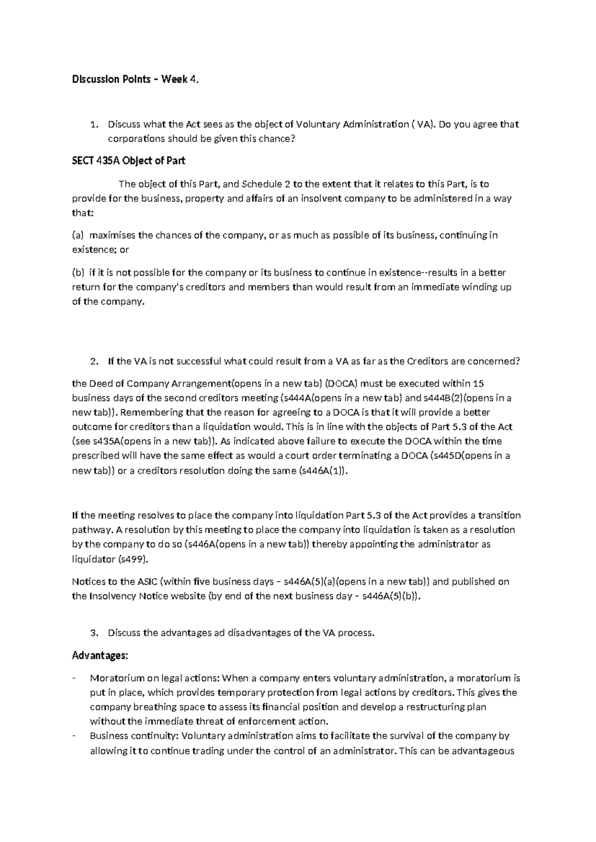 Week 4 - Discussion Points - Discussion Points – Week 4. 1. Discuss ...