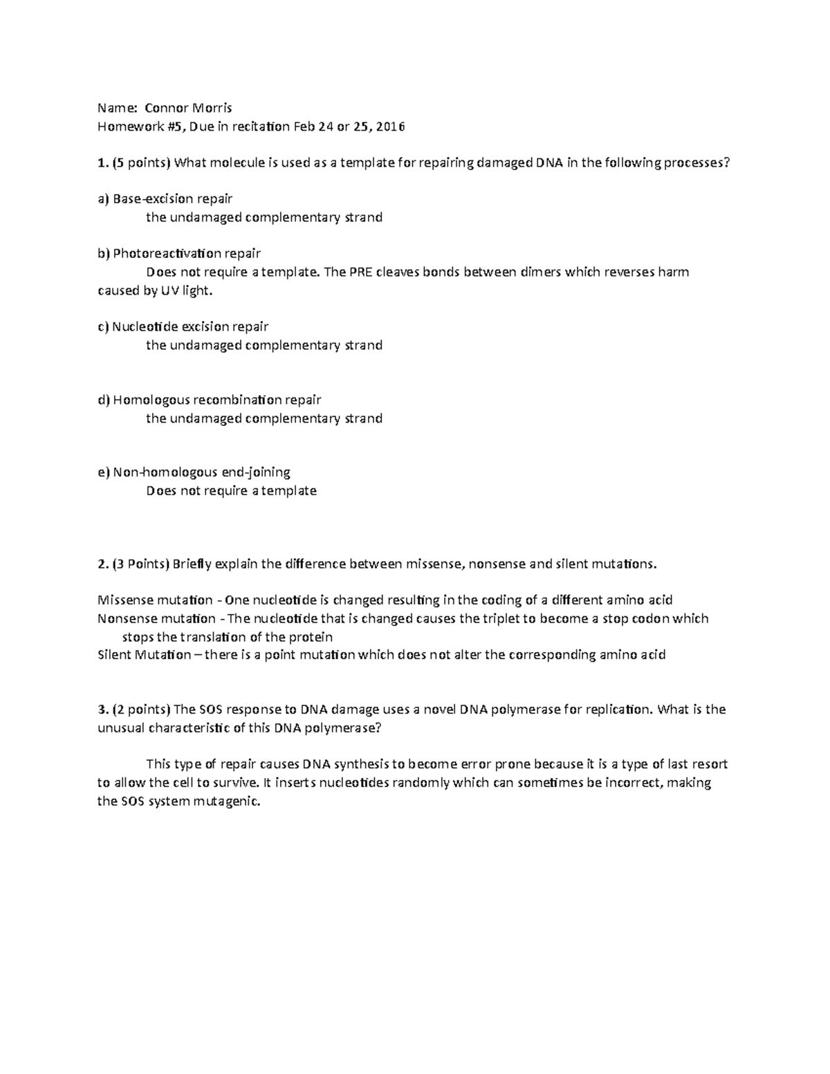 HW #05 - Homework Assignment #5 - Name: Connor Morris Homework Due in ...