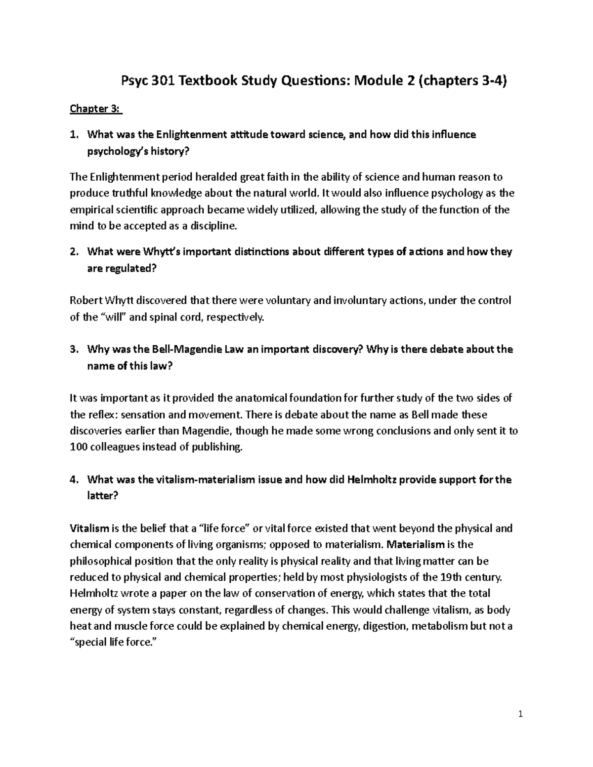 Textbook Study Questions chps 3-4 - Psyc 301 Textbook Study Quesions ...