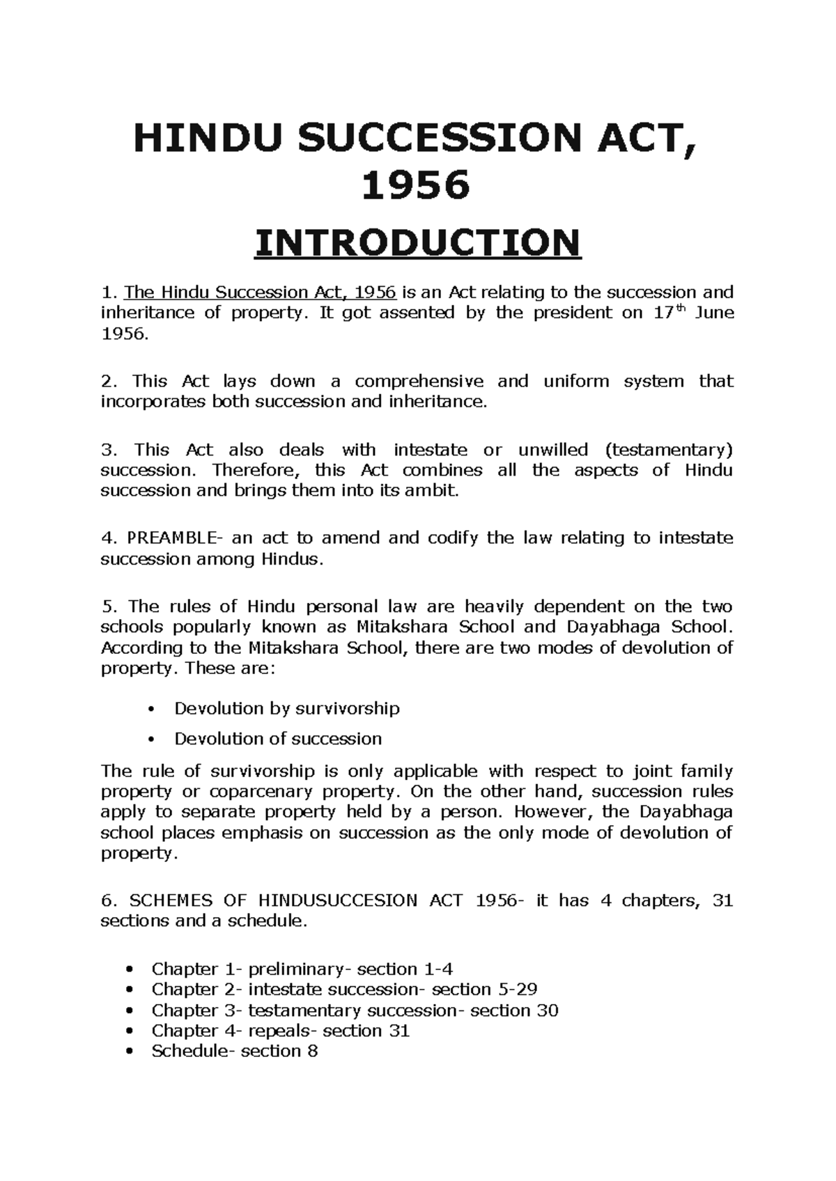 Hindu Succession ACT, 1956 - HINDU SUCCESSION ACT, 1956 INTRODUCTION 1 ...