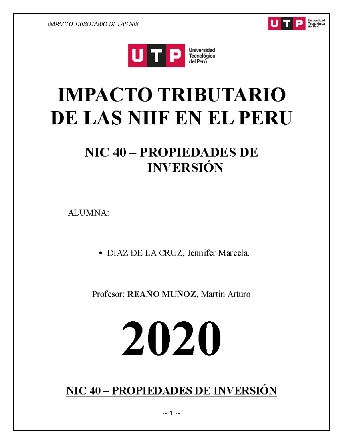 Tarea S06 - NIC 40 Propiedades de Inversion - IMPACTO TRIBUTARIO DE LAS ...