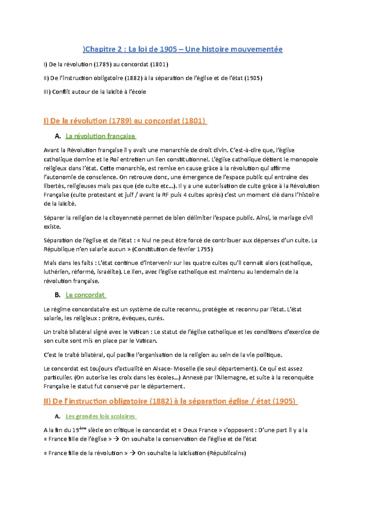 Chapitre 2 - Loi 1905 Une histoire mouvementée - )Chapitre 2 : La loi de 1905 – Une histoire ...