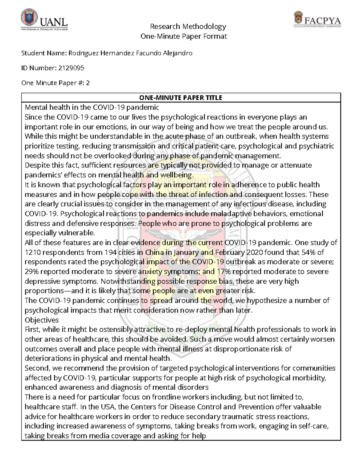 1.3 OMP 2 - 1.3 one minute paper - Research Methodology One-Minute ...
