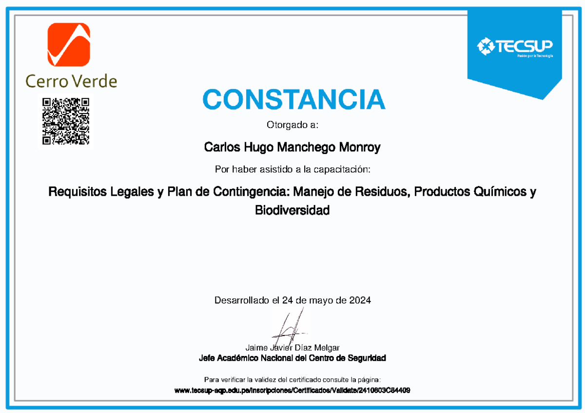 Certificate-2410803 - dadasd - didactica - Otorgado a: Carlos Hugo ...