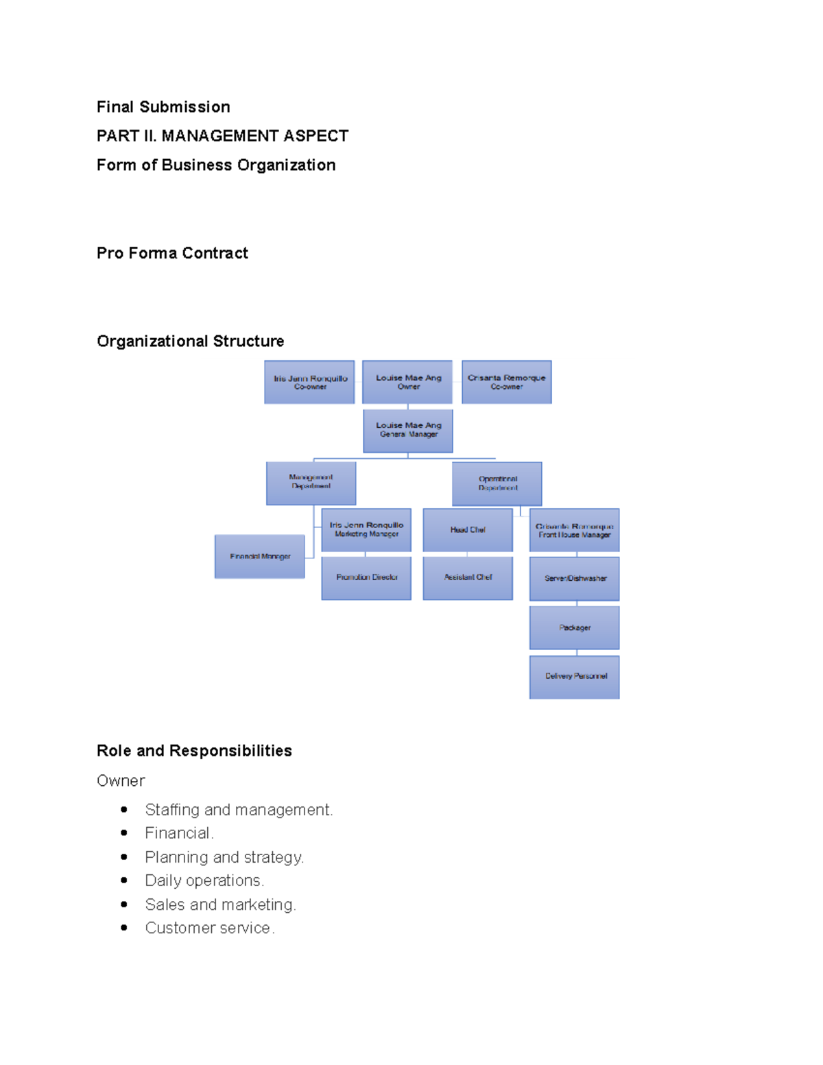 Finals Busplan Draft - My business Plan - Final Submission PART II ...