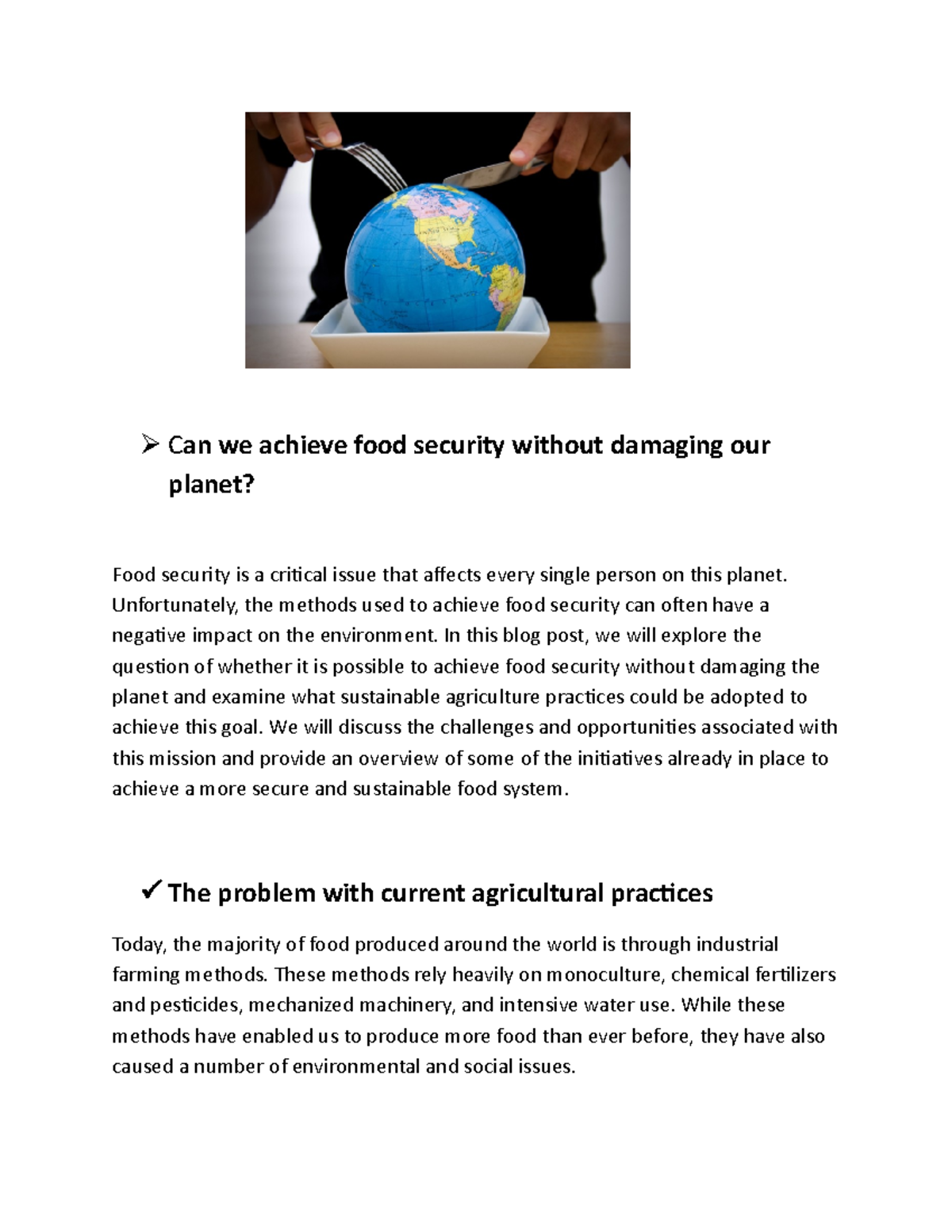 Can we achieve food security without damaging our planet ...