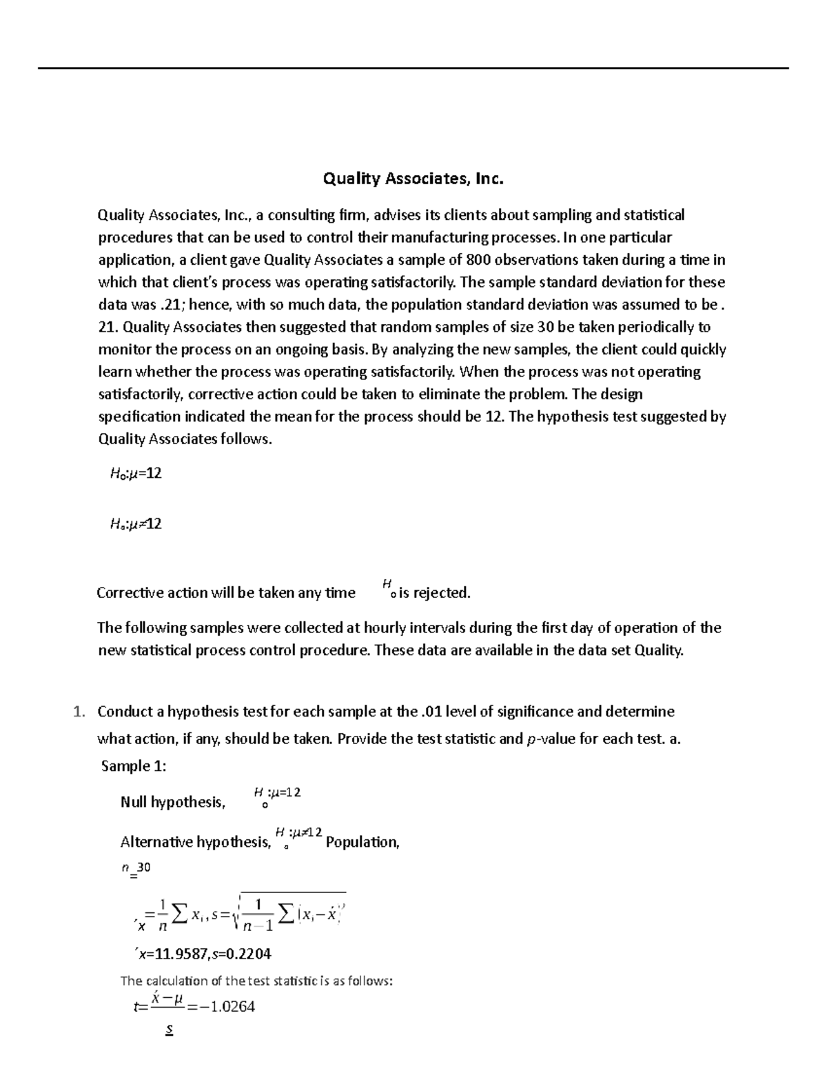 Quality Associates - Lecture Notes - Quality Associates, Inc. Quality ...