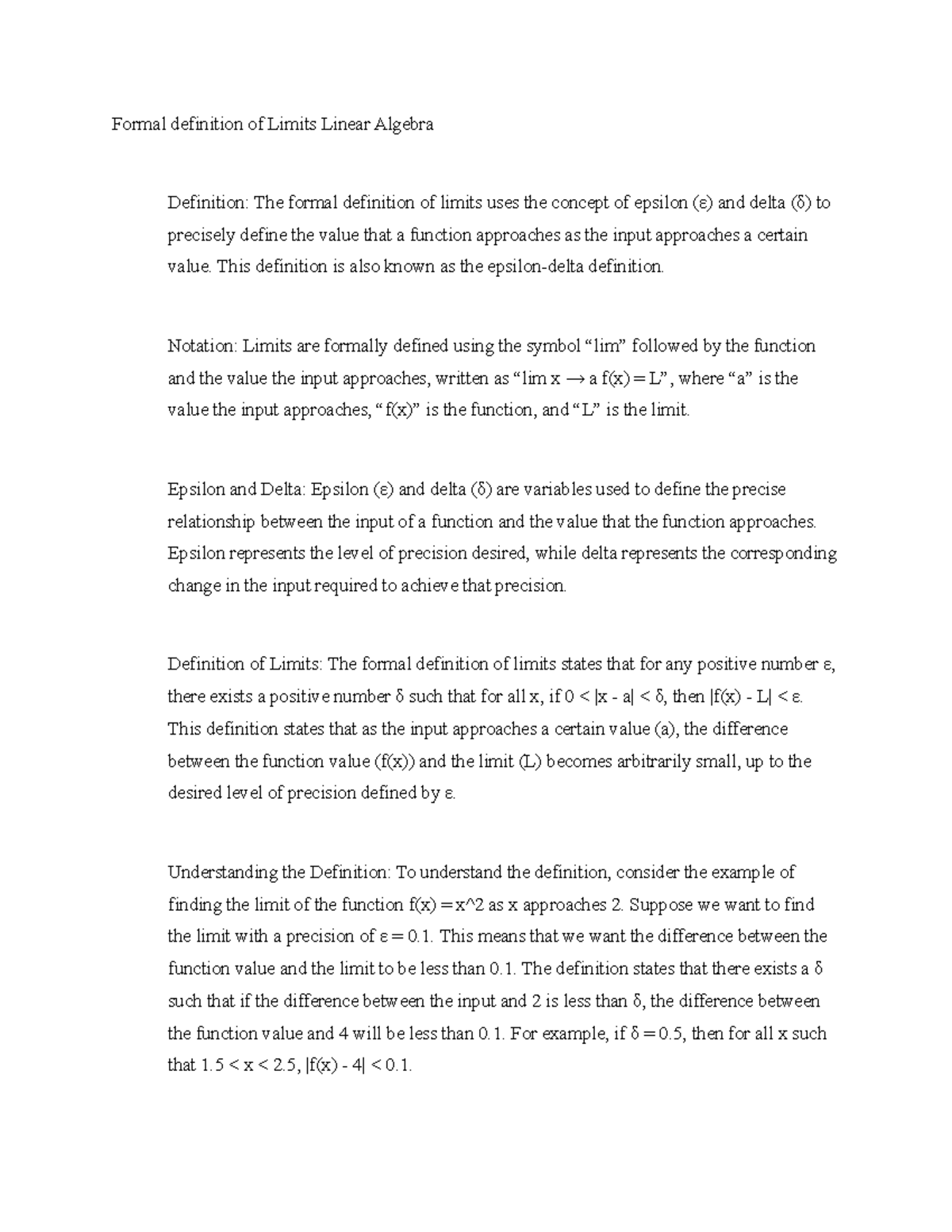 Formal Definition of Limits-Linear algebra - Formal definition of ...