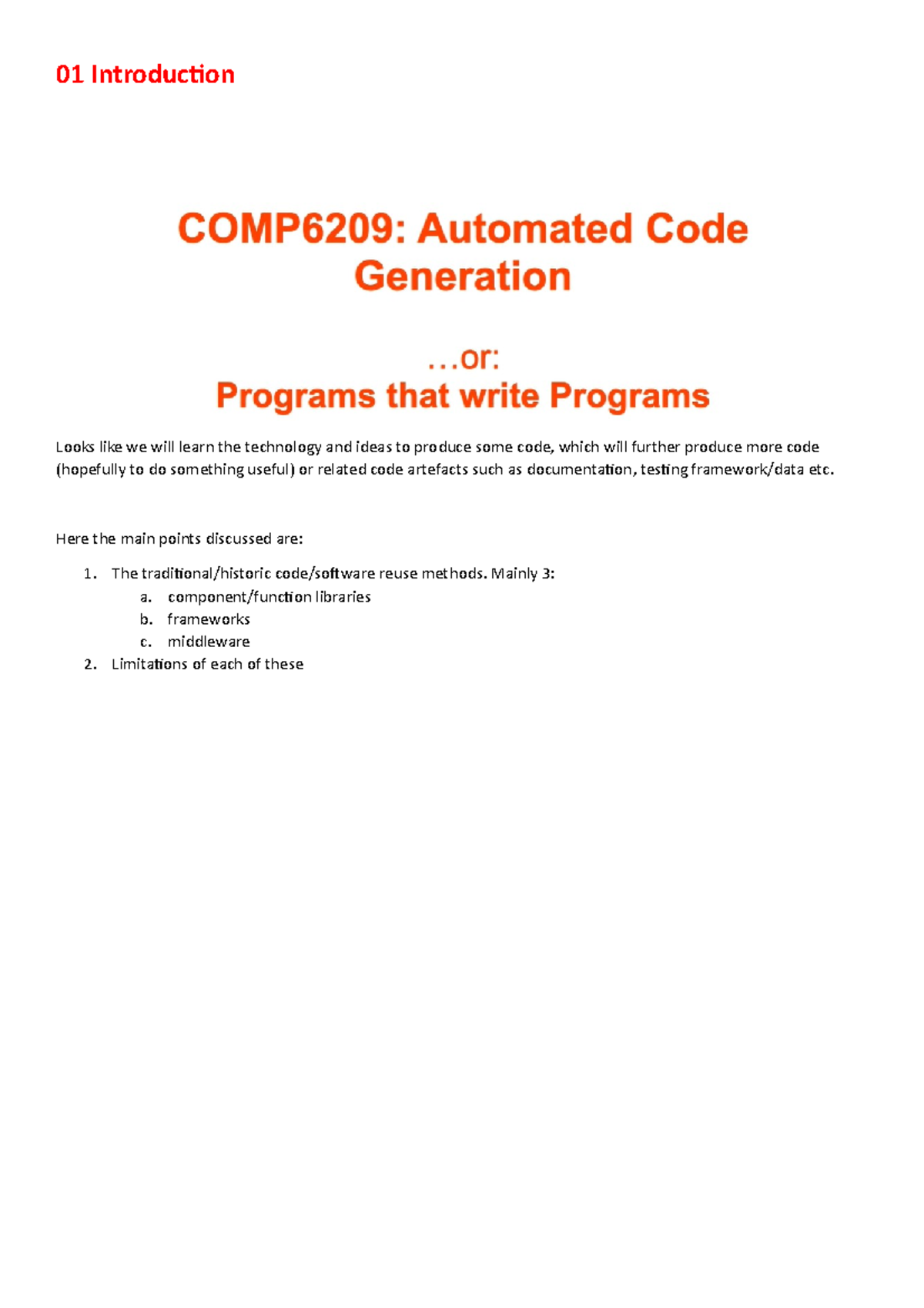 Automated Code Generation Introduction 01 Introduction Looks Like We Will Learn The Technology