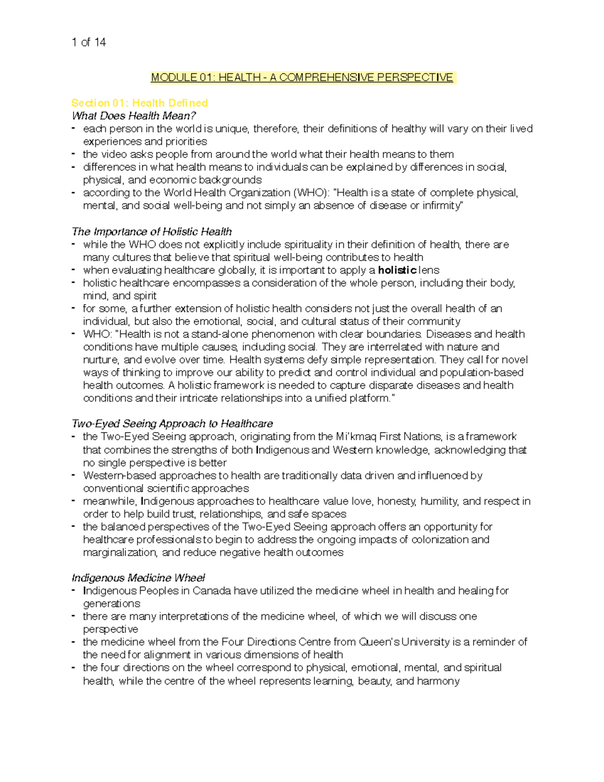 Module 1: Health - A Comprehensive Perspective - MODULE 01: HEALTH - A ...