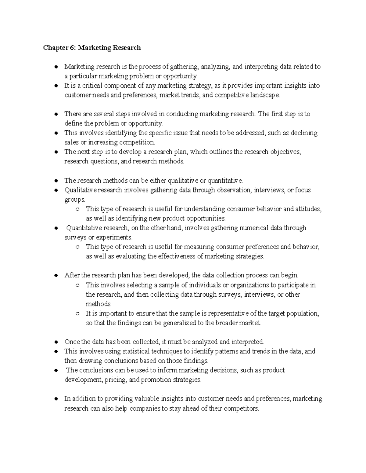BADM 320 Chapter 6 - Chapter 6: Marketing Research Marketing research ...