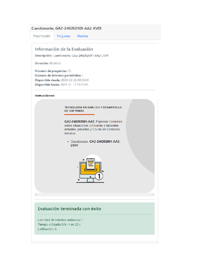 Cuestionario. GA3-240202501-AA1-EV01 - Análisis y Desarrollo de ...