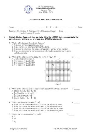 MATH 1 - The course presents topics in Algebra composed of set theory ...