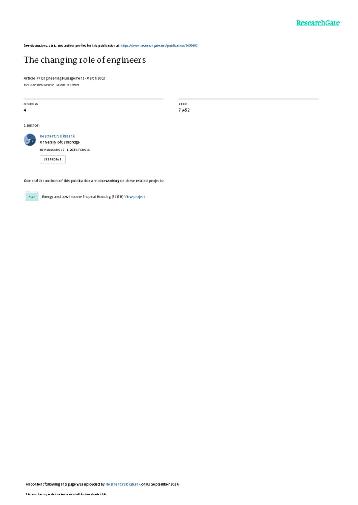 The Changing Roleof Engineers - See discussions, stats, and author profiles for this publication ...