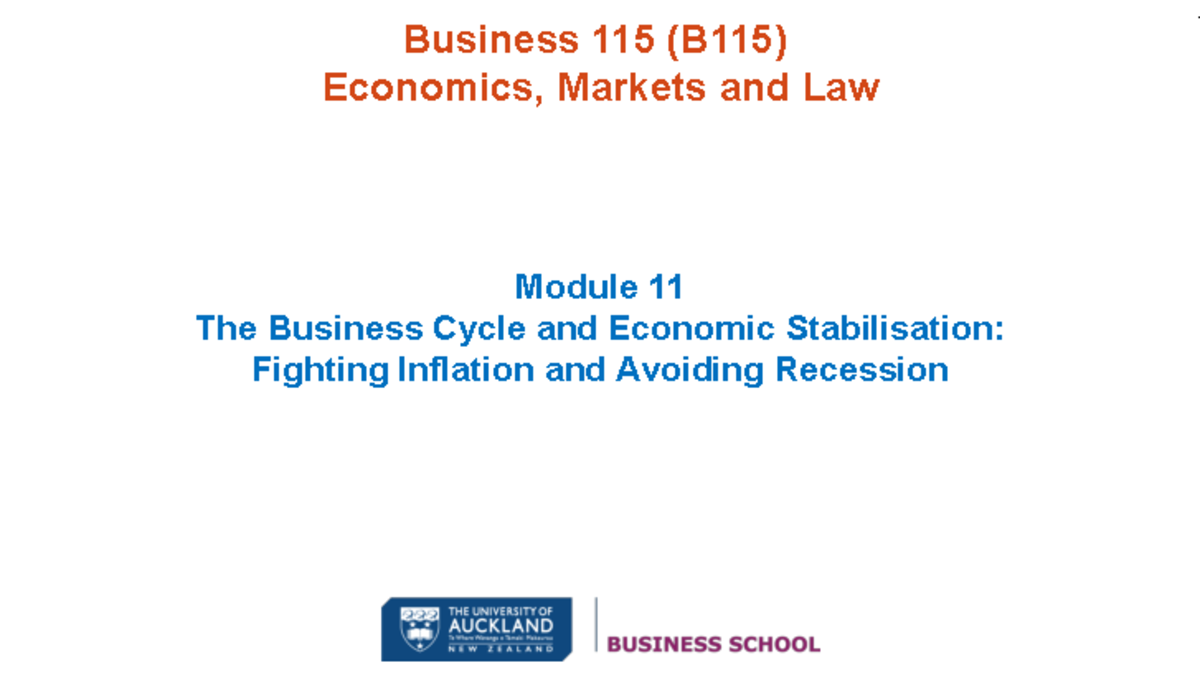 Module 11 Slides - Business 115 (B115) Economics, Markets and Law ...