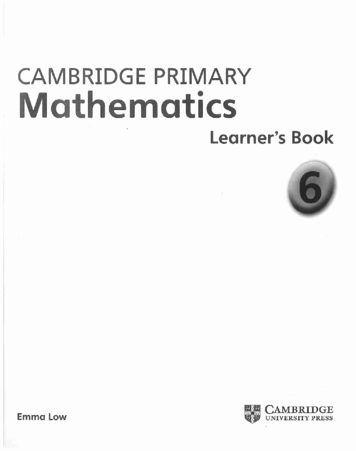 Cambridge Primary Mathematics Learners Book 6 - LAWS3555 - Studocu