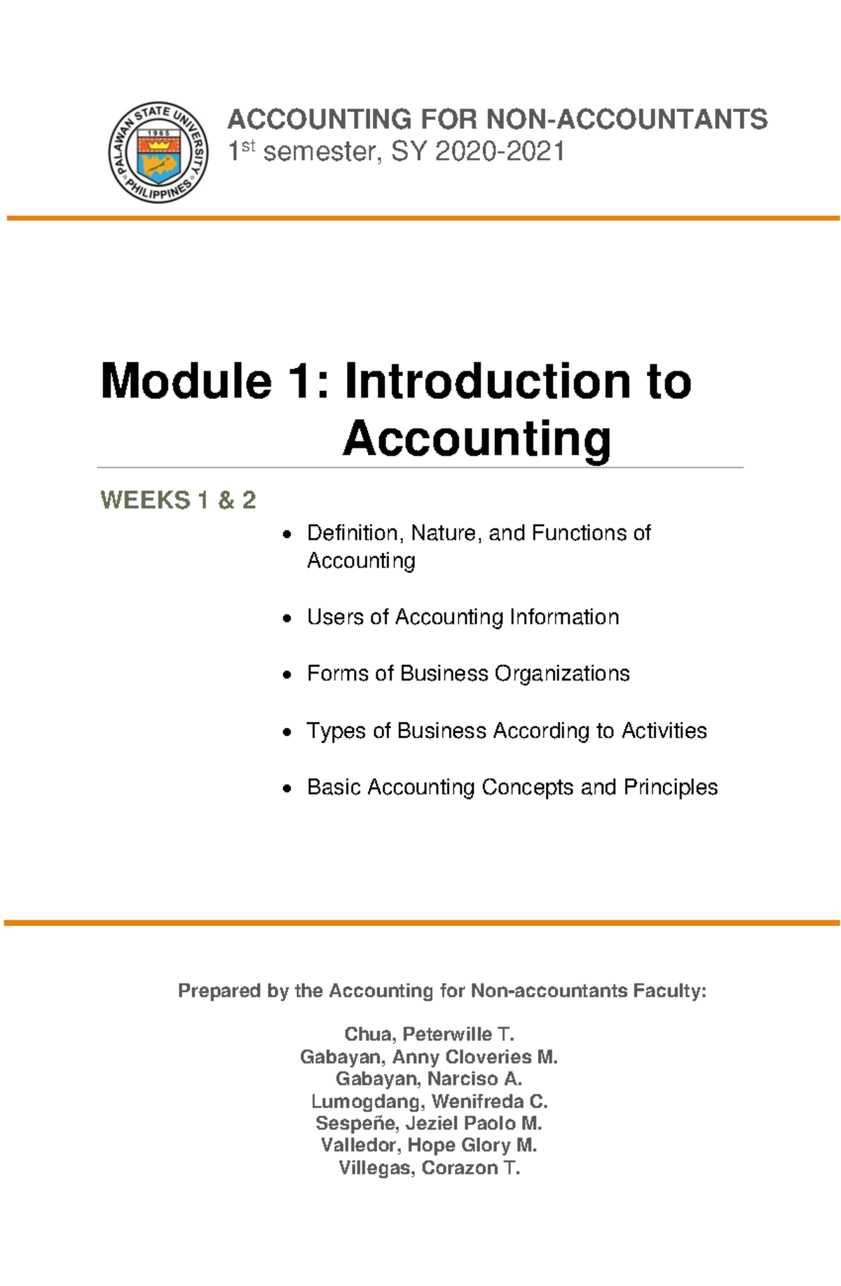 ANA-Module-1 - Module 1 - Prepared by the Accounting for Non ...