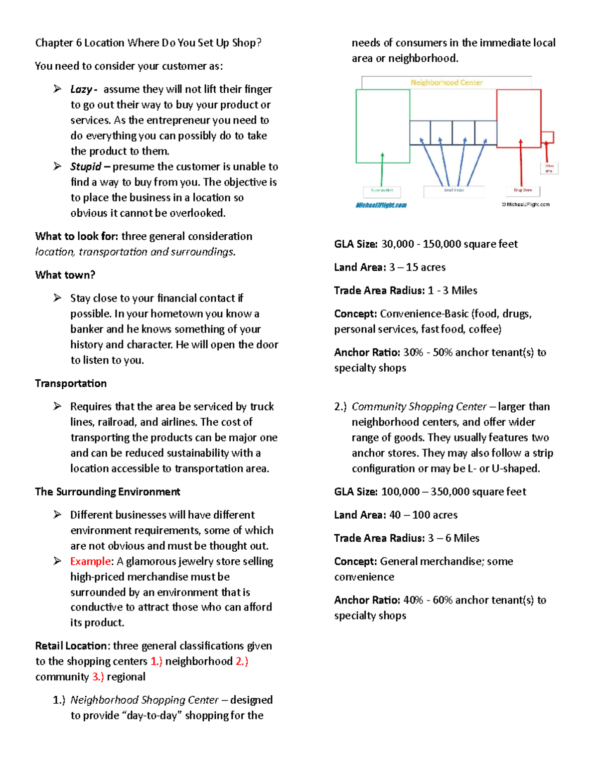 Entrep-chap - Lecture notes 6 - Chapter 6 Location Where Do You Set Up ...