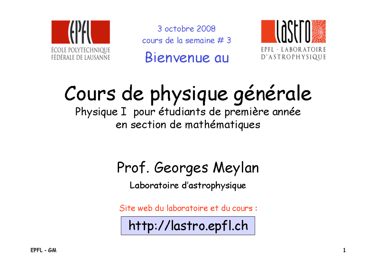 Physmathf 03large - Physique - Cours de physique générale Physique I ...