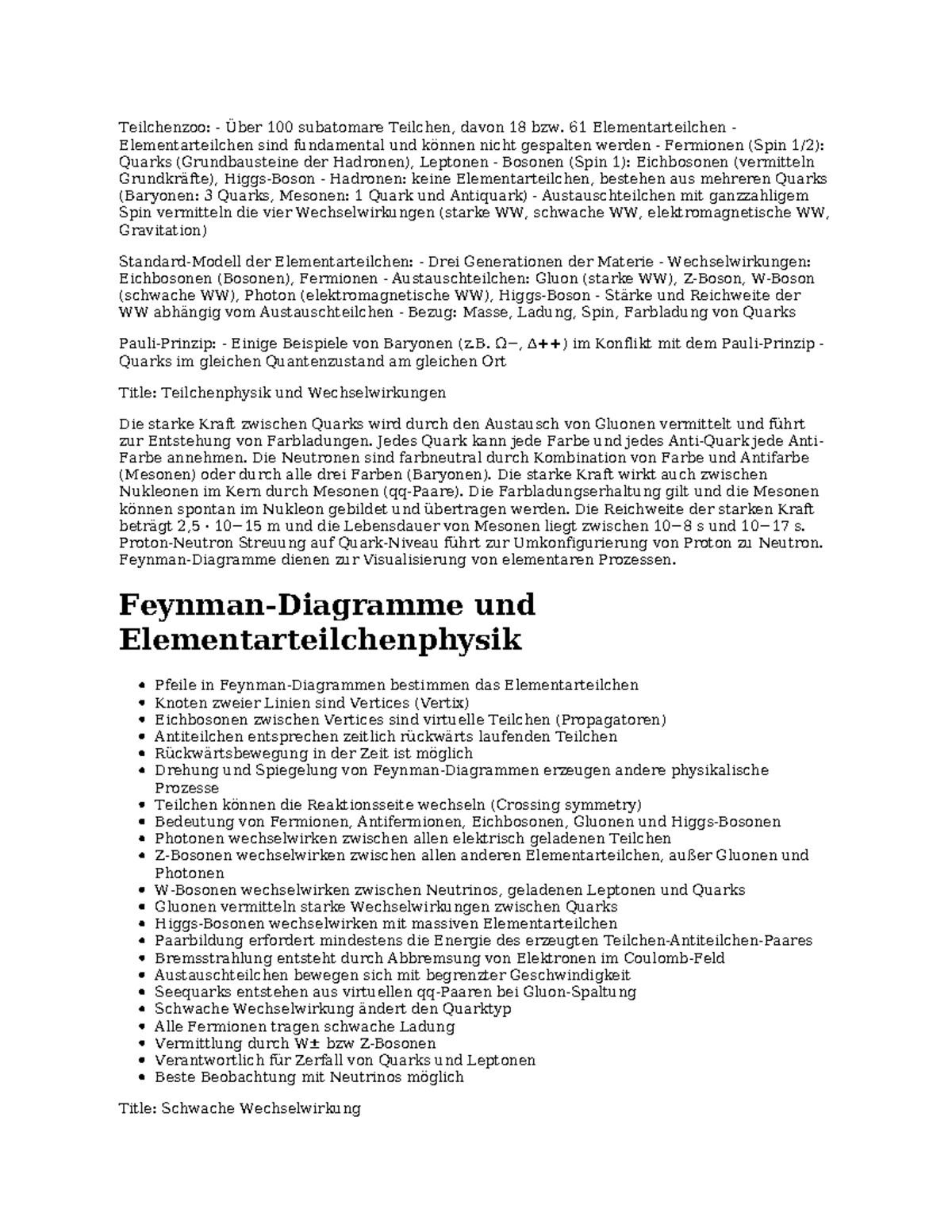 Exphy VI - Sommersemester Zusammenfassung Vorlesungen - Teilchenzoo ...