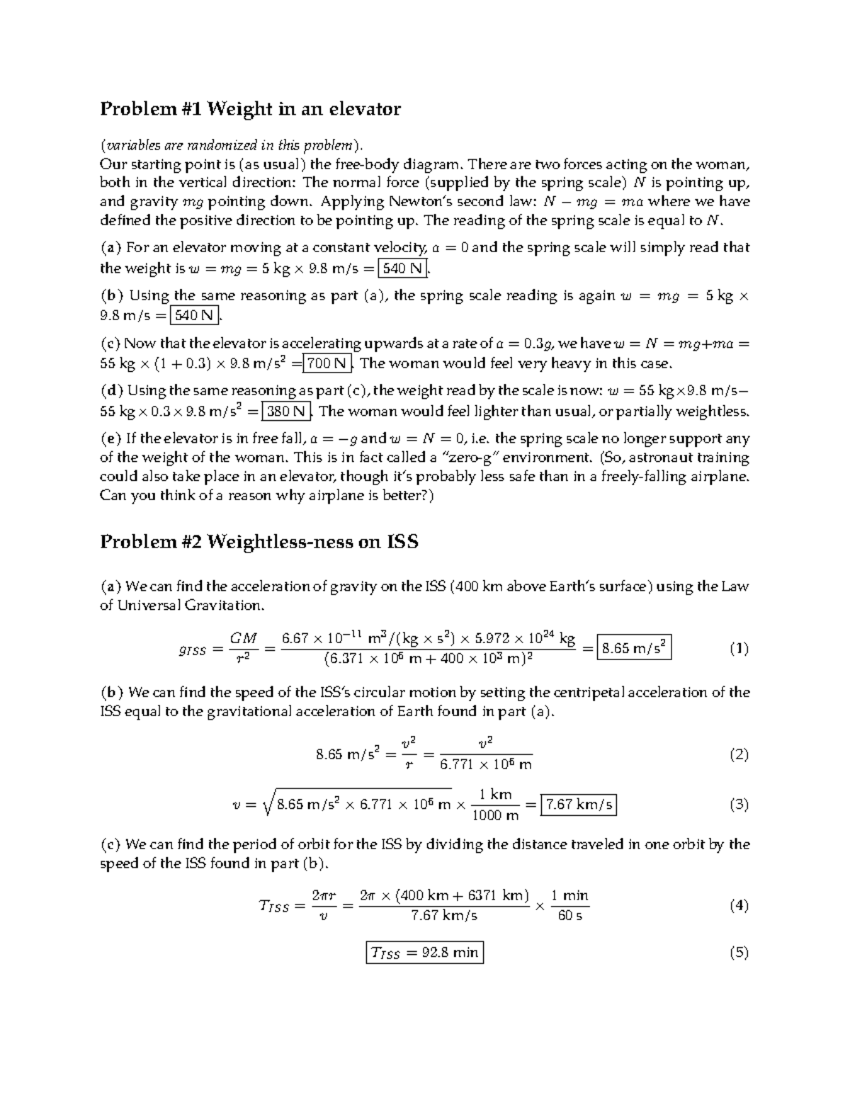 Weight in Elevator ISS Jupiter Mass Safety Belt Ramp Theorem - Studocu